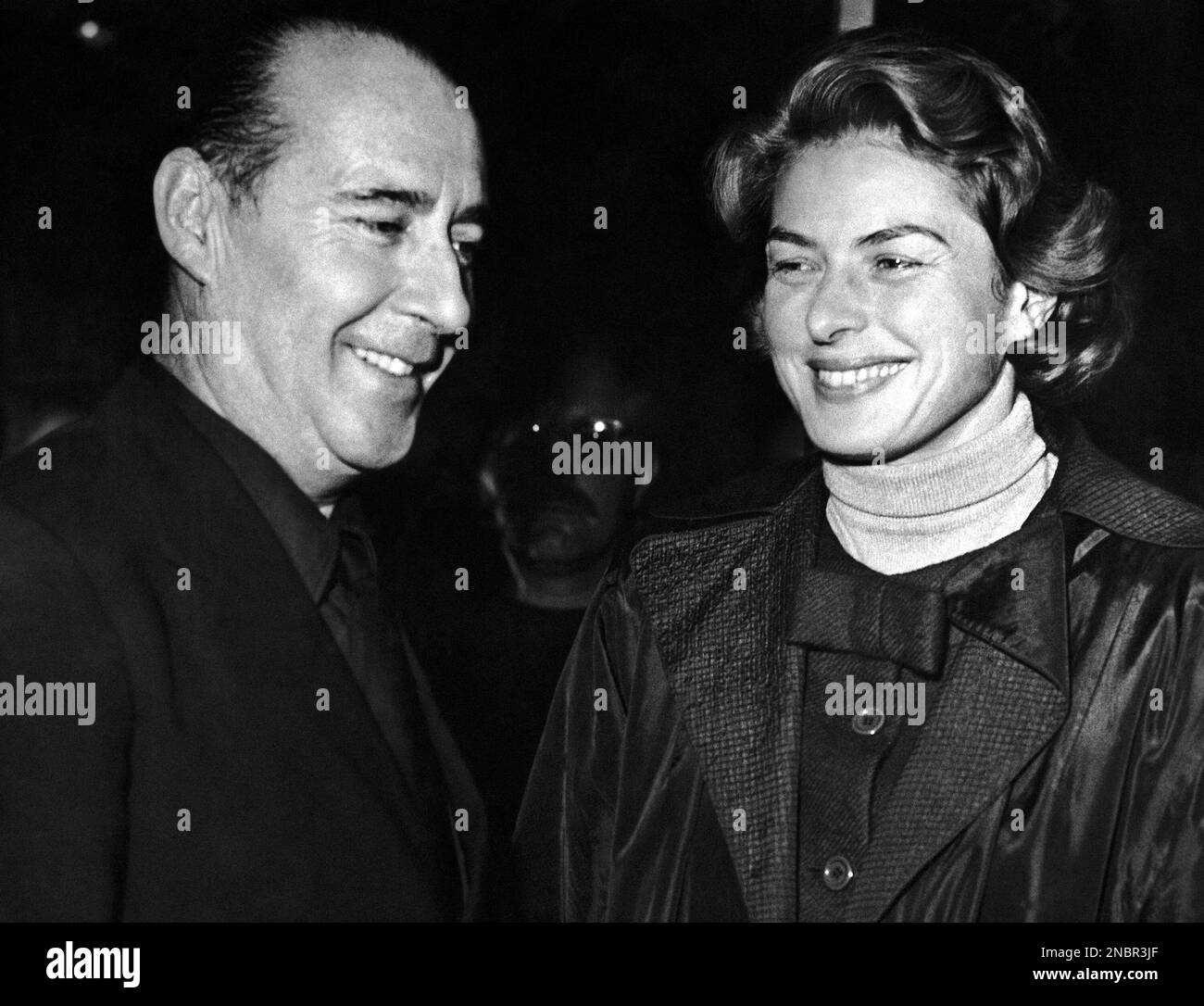 Smiling Roberto Rossellini and Swedish actress Ingrid Bergman are ...