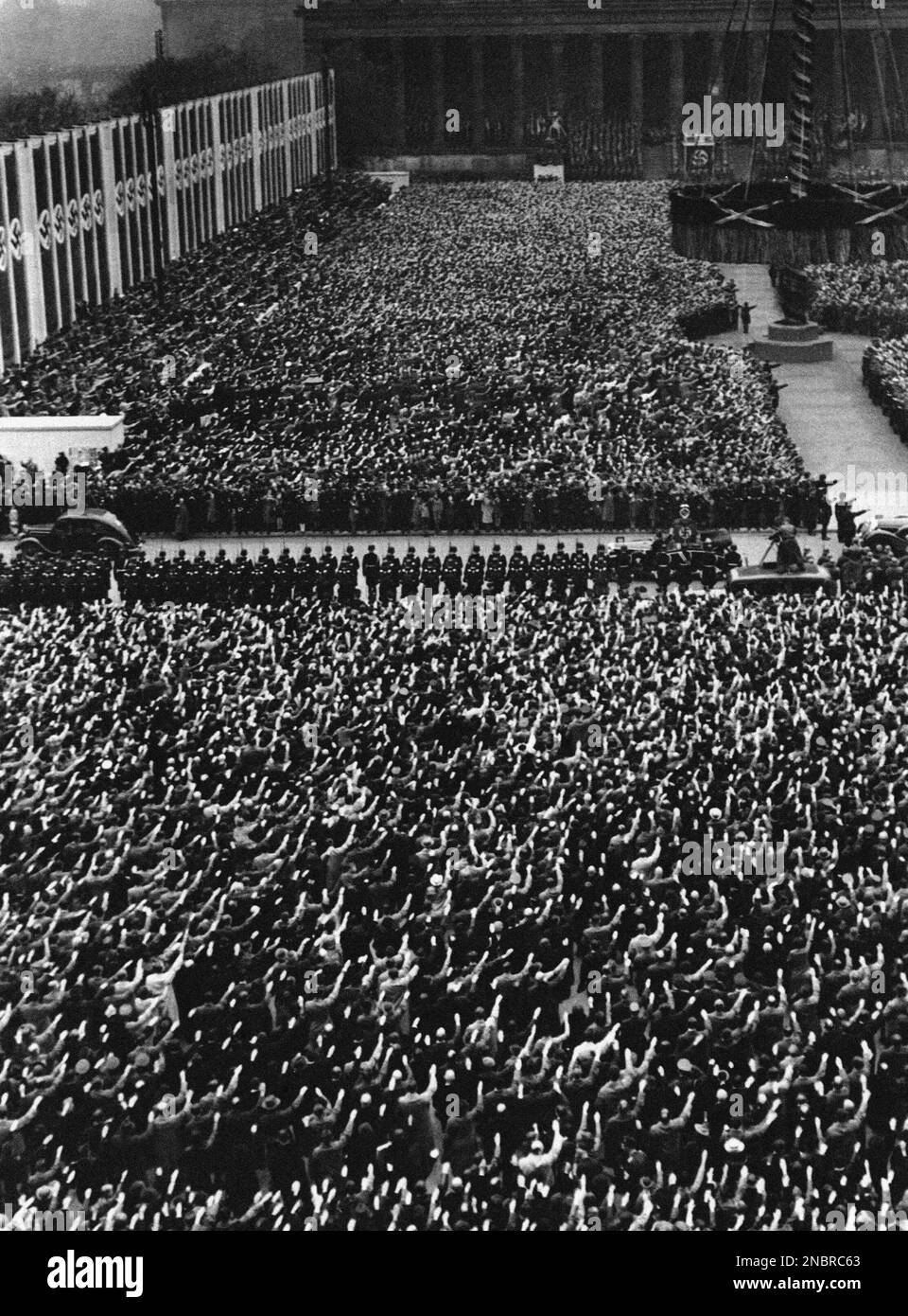 Nearly 100,000 Nazi storm troopers are as they packed the Luitpoldarena ...