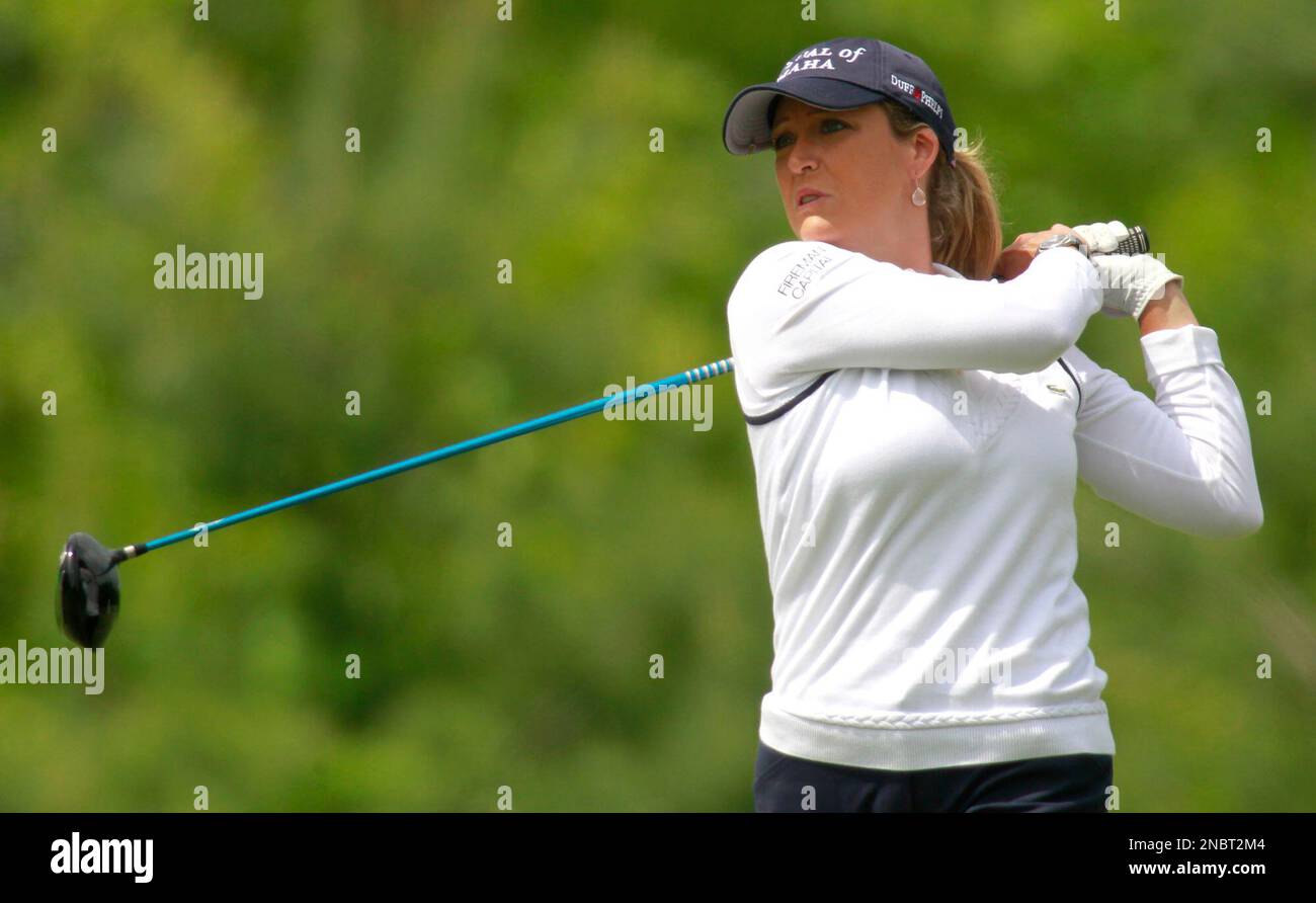 Cristie Kerr of Miami, Fla., hits her tee shot from the eight hole ...
