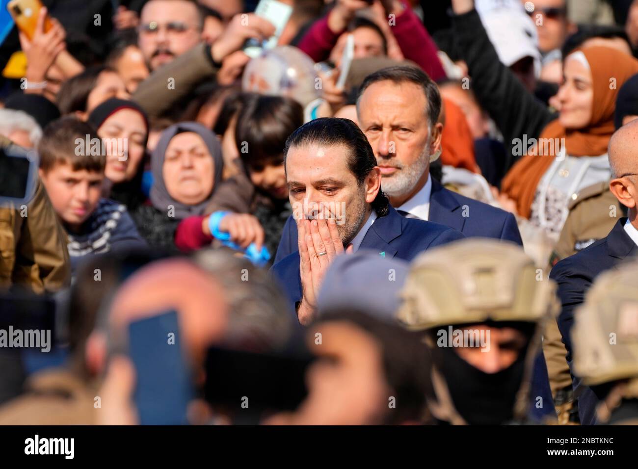 Former Lebanese Prime Minister Saad Hariri prays over his father's ...