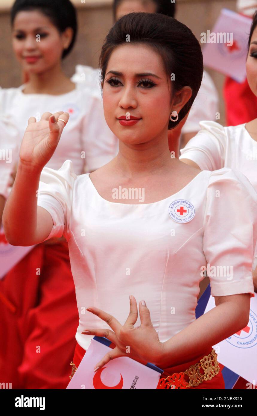 Cambodian dancers perform during ceremonies held ahead of the May 8 World Red Cross Day and Red ...