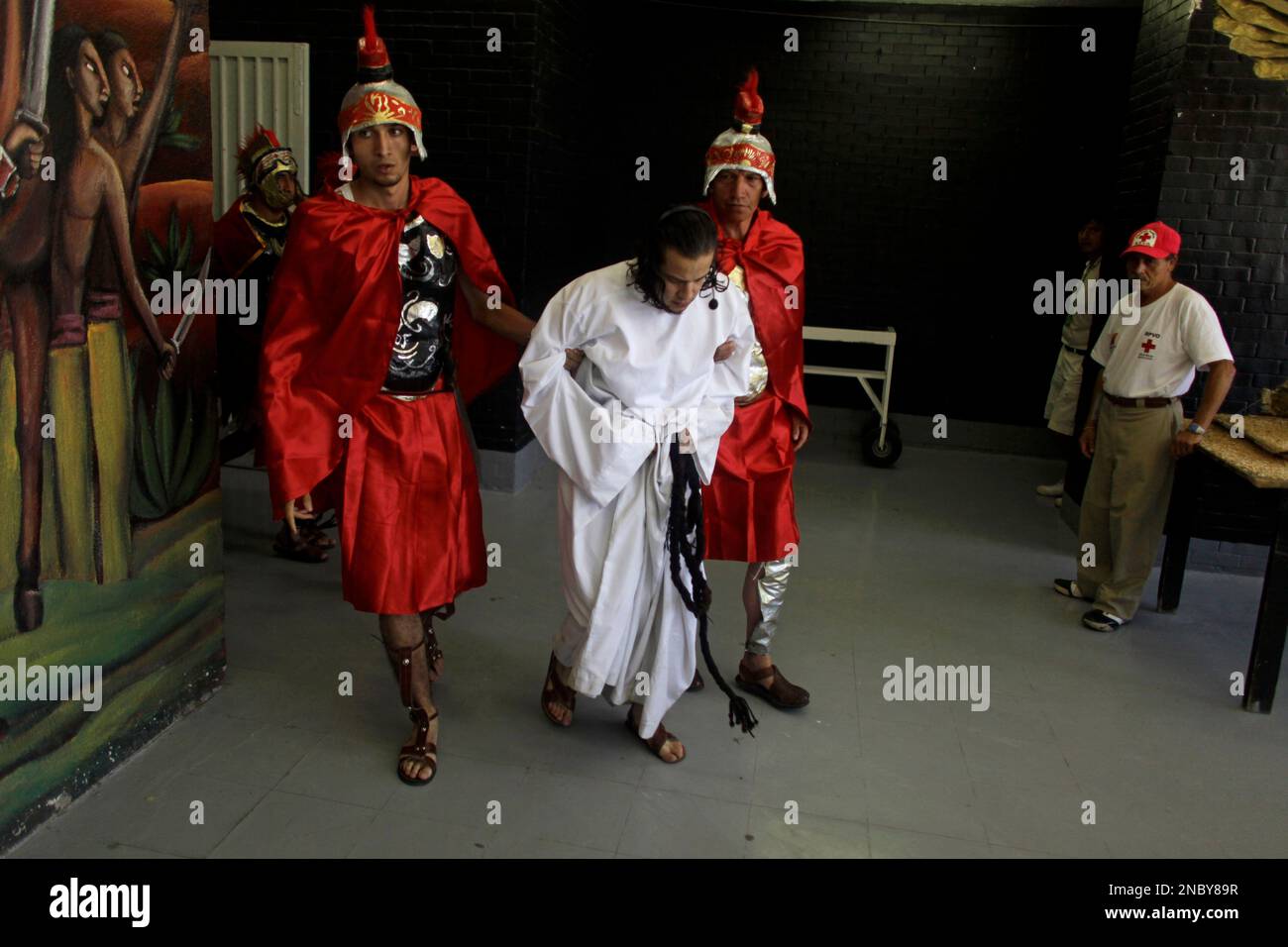 Inmates dressed as Roman soldiers lead inmate Oswaldo Rodriguez, 26 ...