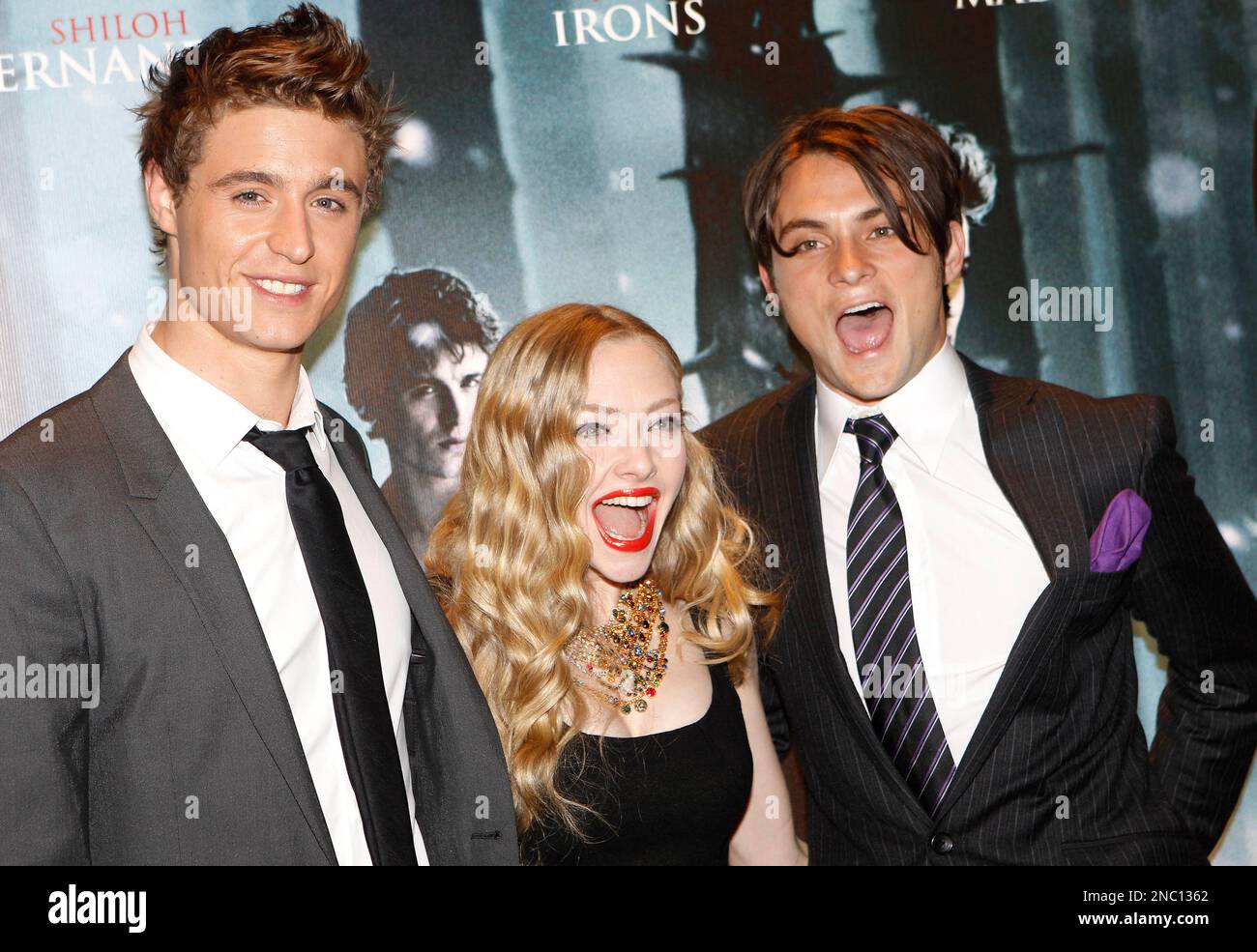 US actress Amanda Seyfried, centre, is joined by English actor Max ...