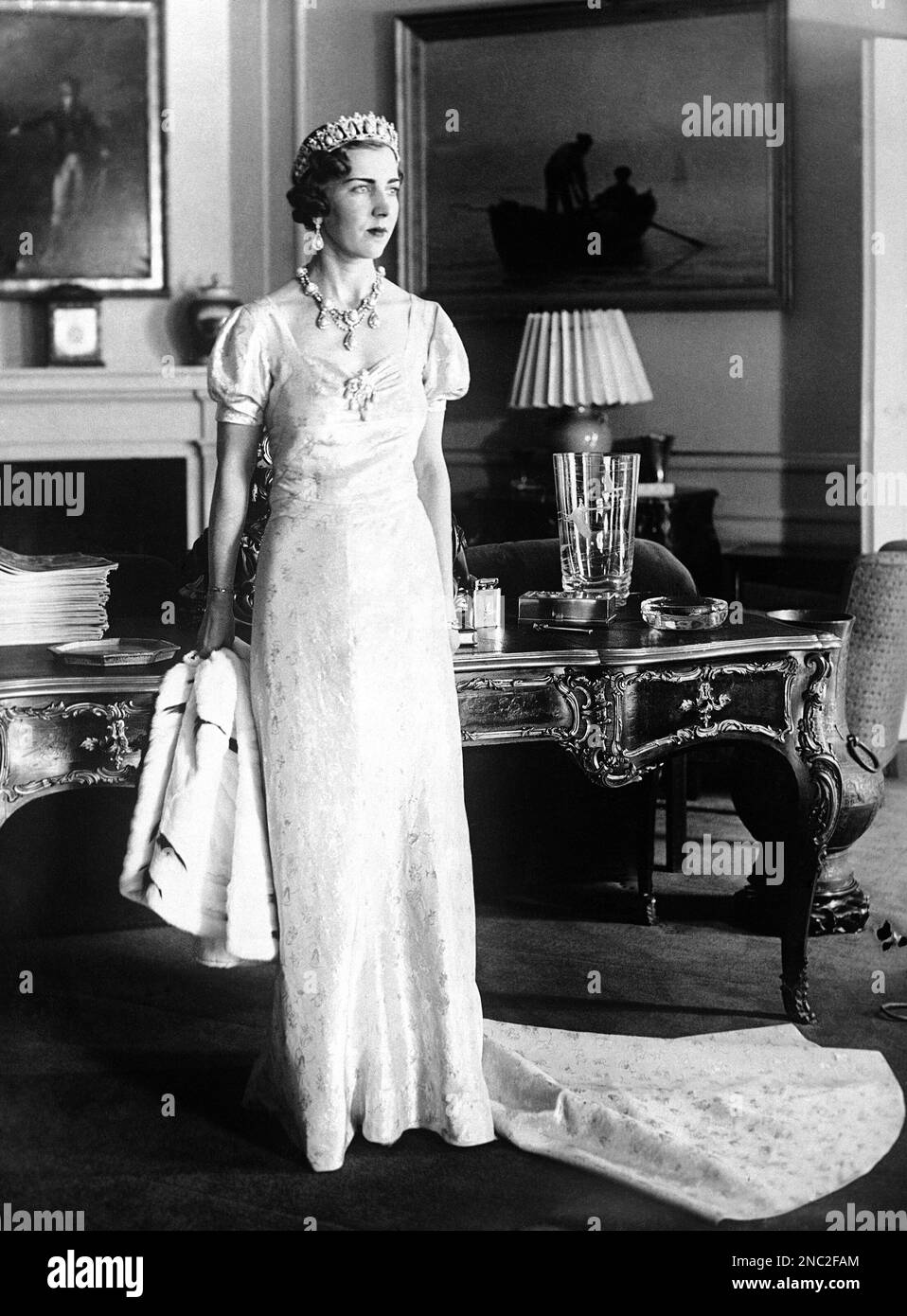 H.R.H. Crown Princess Ingrid of Denmark is here seen in the gown of ...