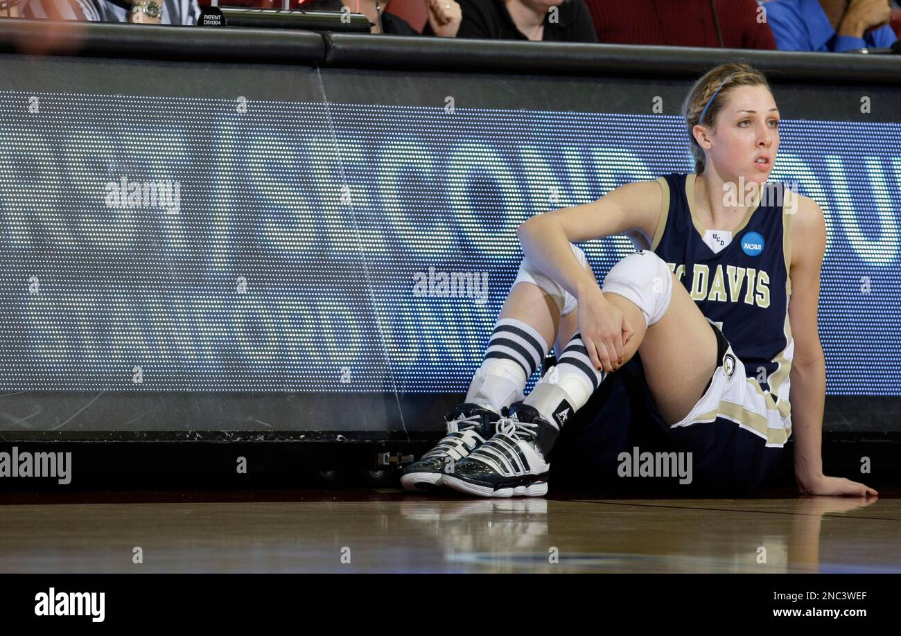 UC Davis forward Paige Mintun (11) waits to get into the game against ...