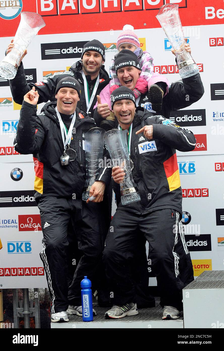 Germany's second placed bob with Alex Mann, Christian Friedrich, Gregor ...