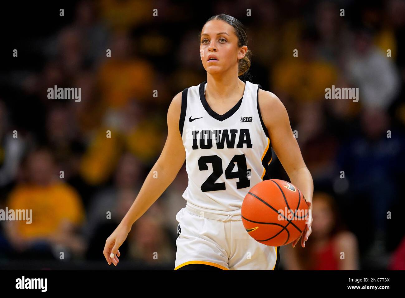 Iowa guard Gabbie Marshall dribbles up court during the second half of ...
