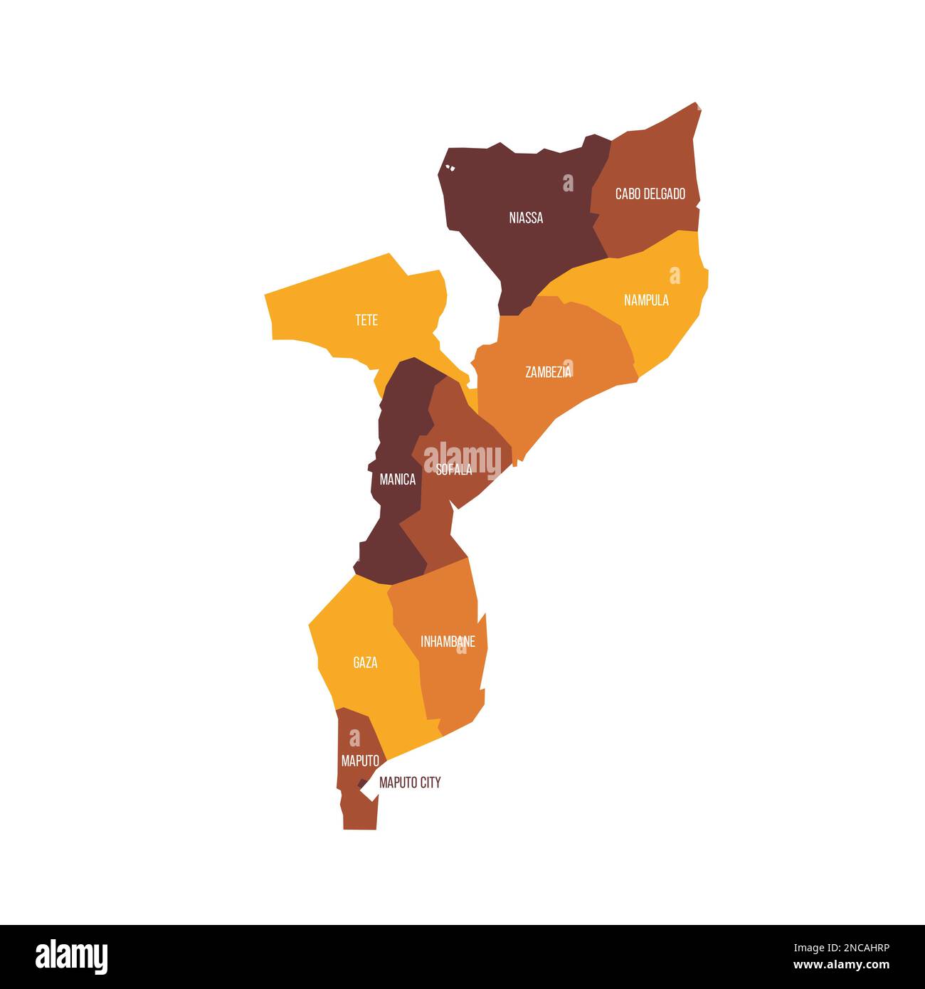 Mosambik politische Karte der Verwaltungseinheiten - Provinzen und ...
