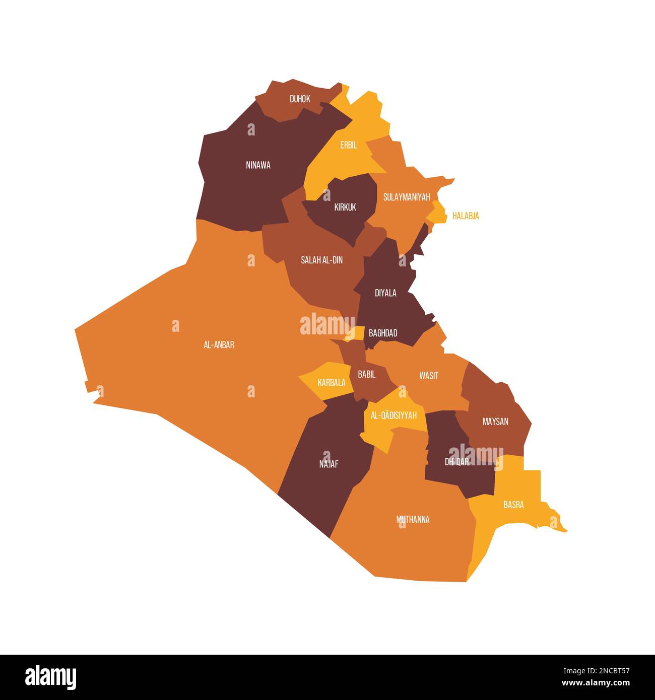 Irak: Politische Karte der Verwaltungseinheiten - Regierungsbezirke und ...