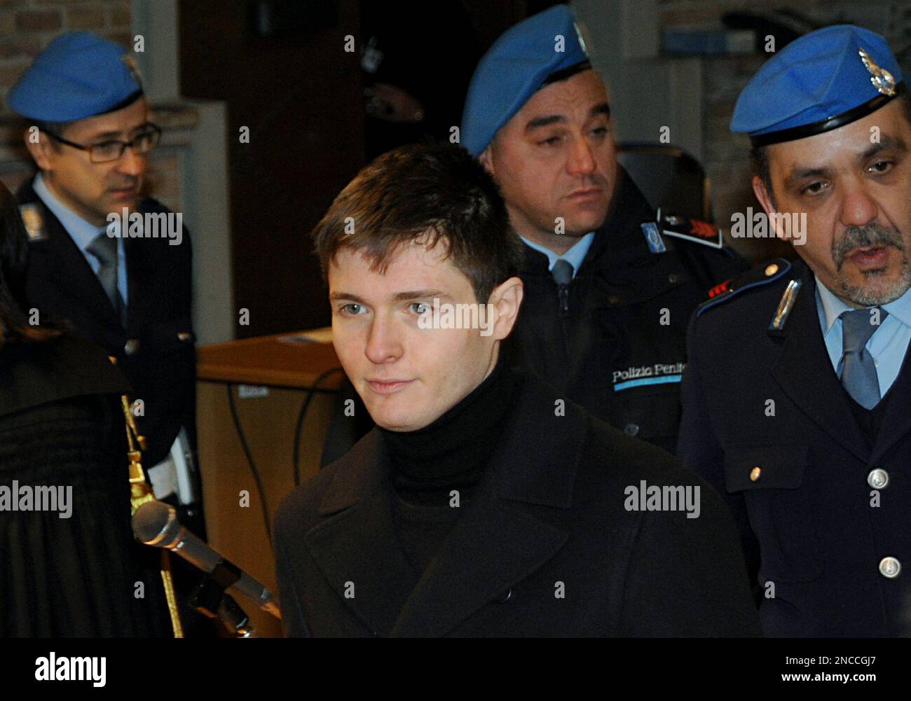 Convicted Italian student Raffaele Sollecito, center, arrives to attend ...