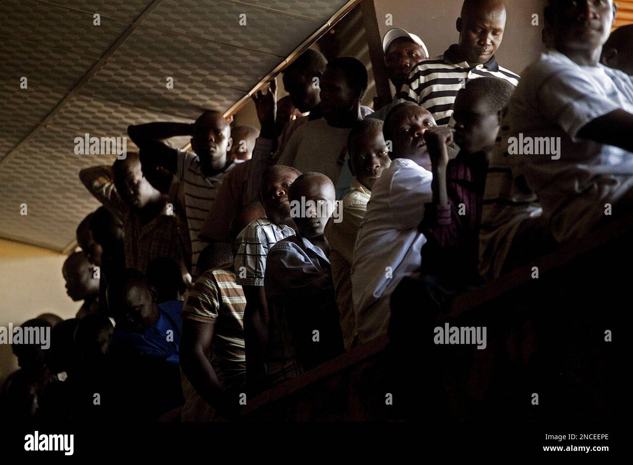 Southern Sudanese gather to hear an address by former South African President Thabo Mbeki ...