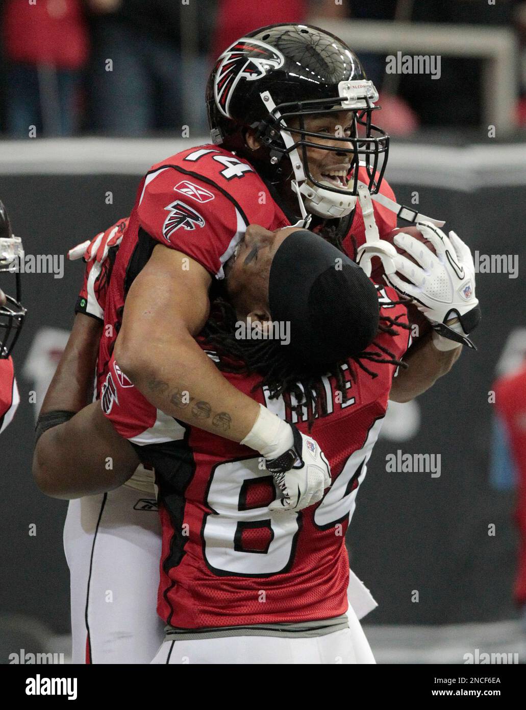 Atlanta Falcons punt return specialist Eric Weems (14) reacts with ...
