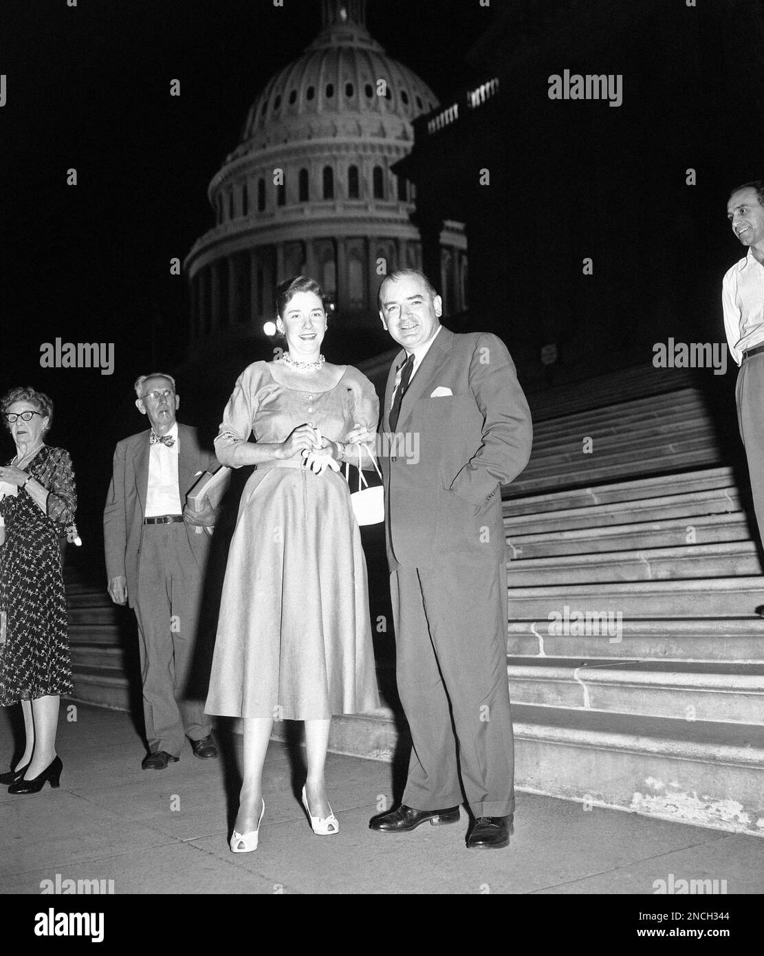 Sen. Joseph McCarthy (R-Wis) and his wife stand outside Capitol in ...