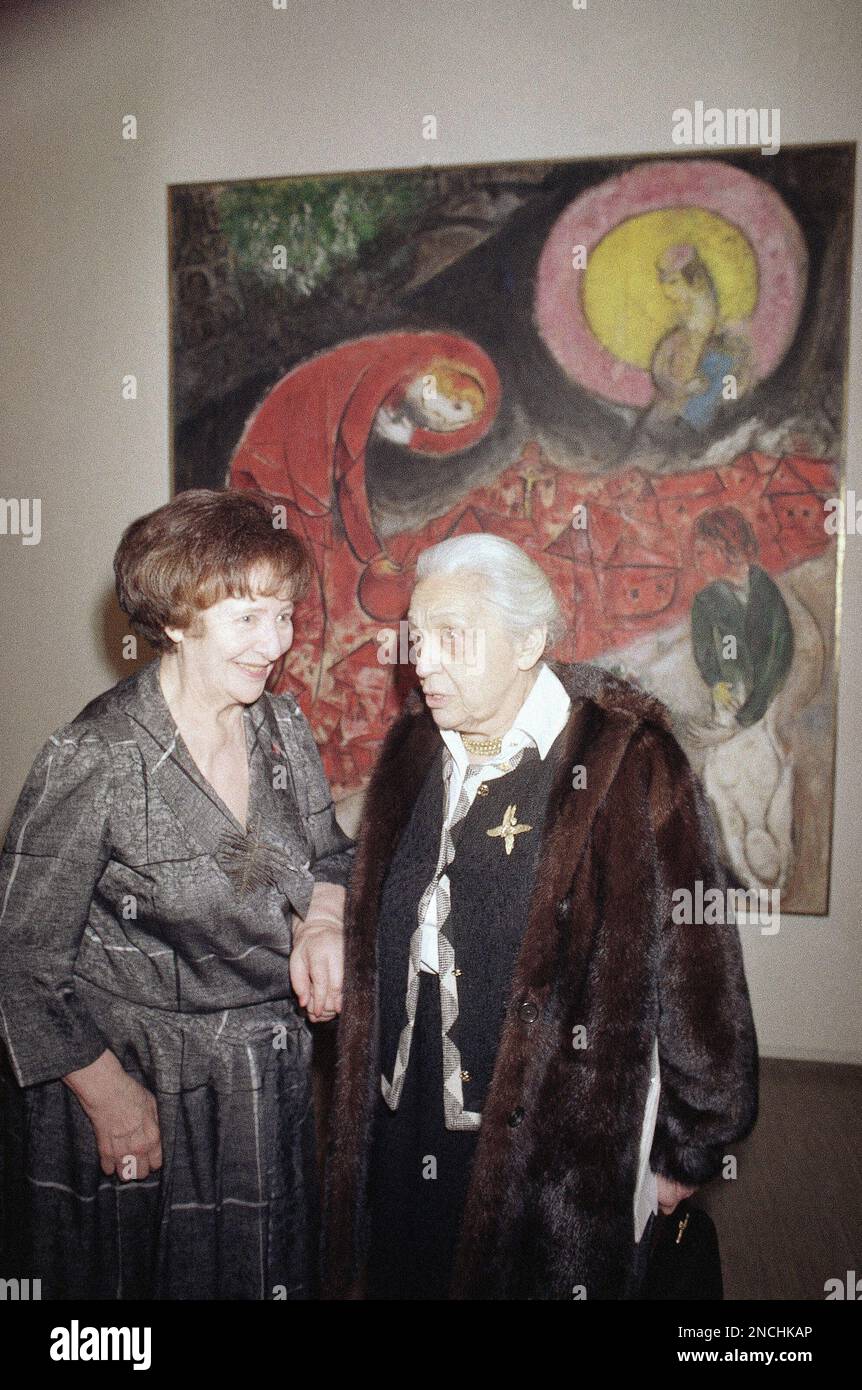 Daughter of French painter Marc Chagall, Ida, left and his last wife ...