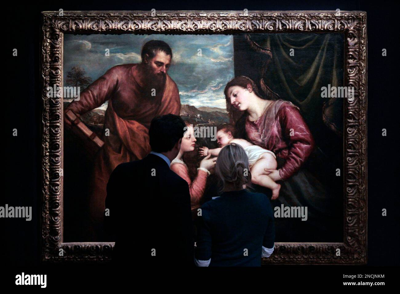 People look at a circa 1560 painting by the Renaissance master Titian ...