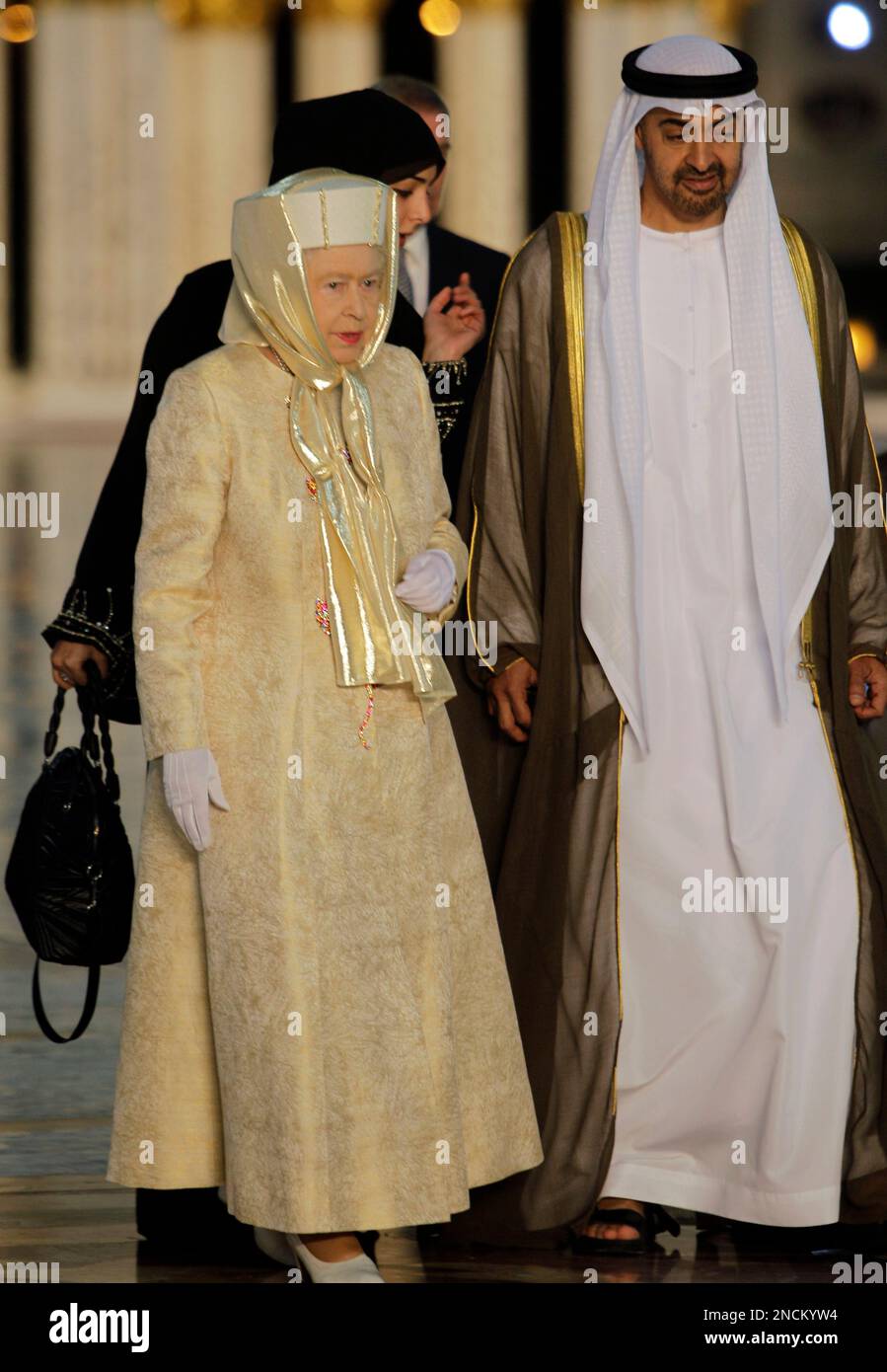 Britain's Queen Elizabeth II, left, and Abu Dhabi Crown Prince Sheikh ...