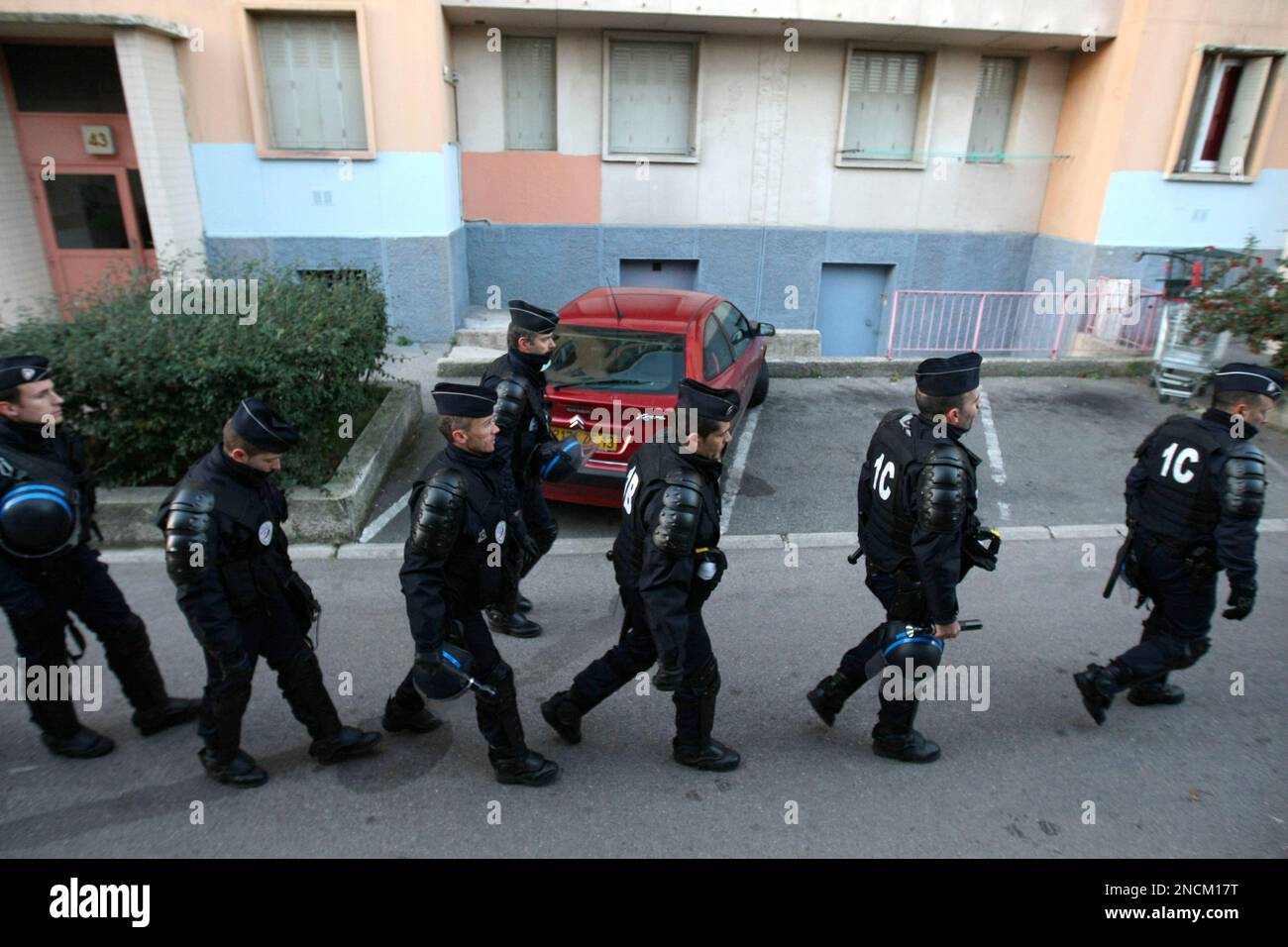 Police officers patrol the Clos de La Rose district in Marseille ...