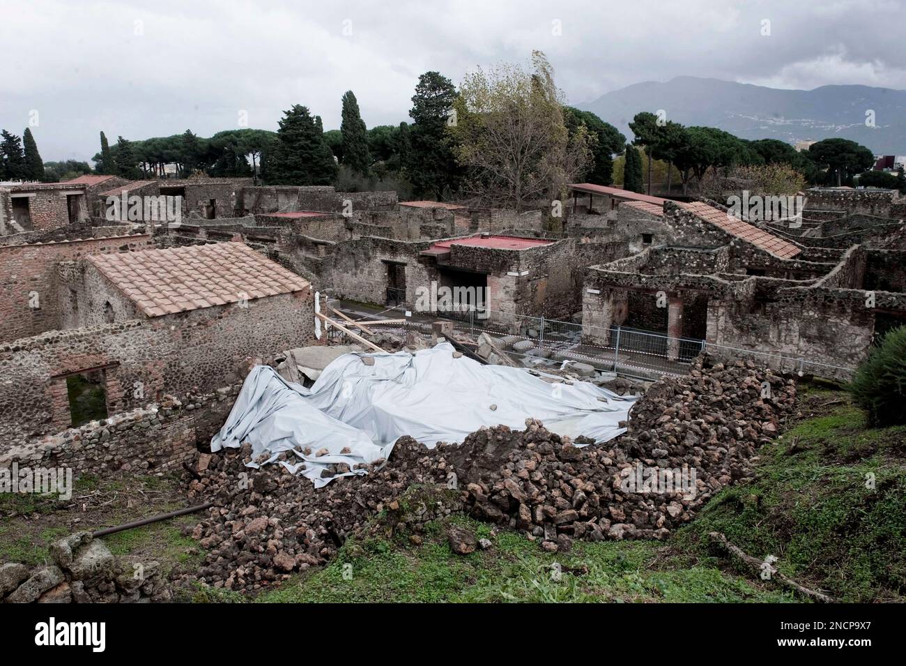 Debris of the collapsed house, once used by gladiators to train before ...