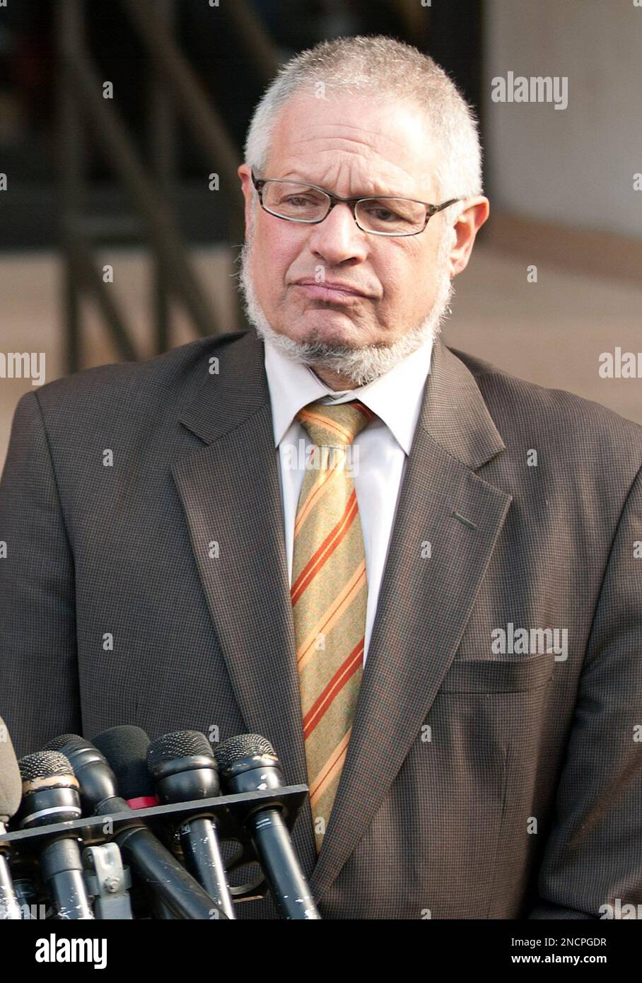 Thomas Ullmann, an attorney for Steven Hayes, speaks with the media ...