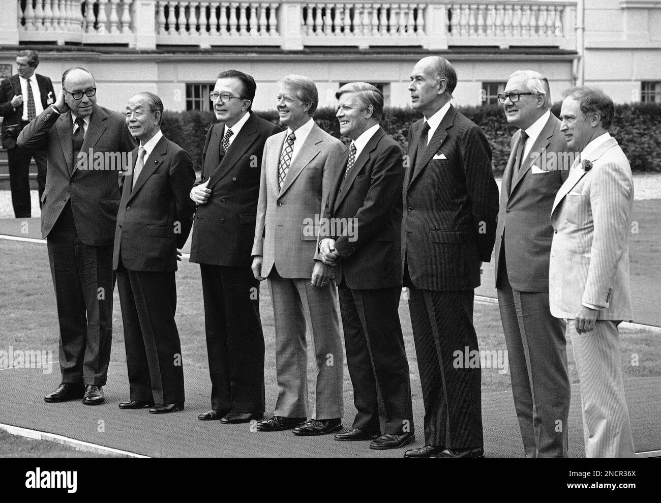 Those attending the Economic Summit in Bonn shown prior to lunch on ...