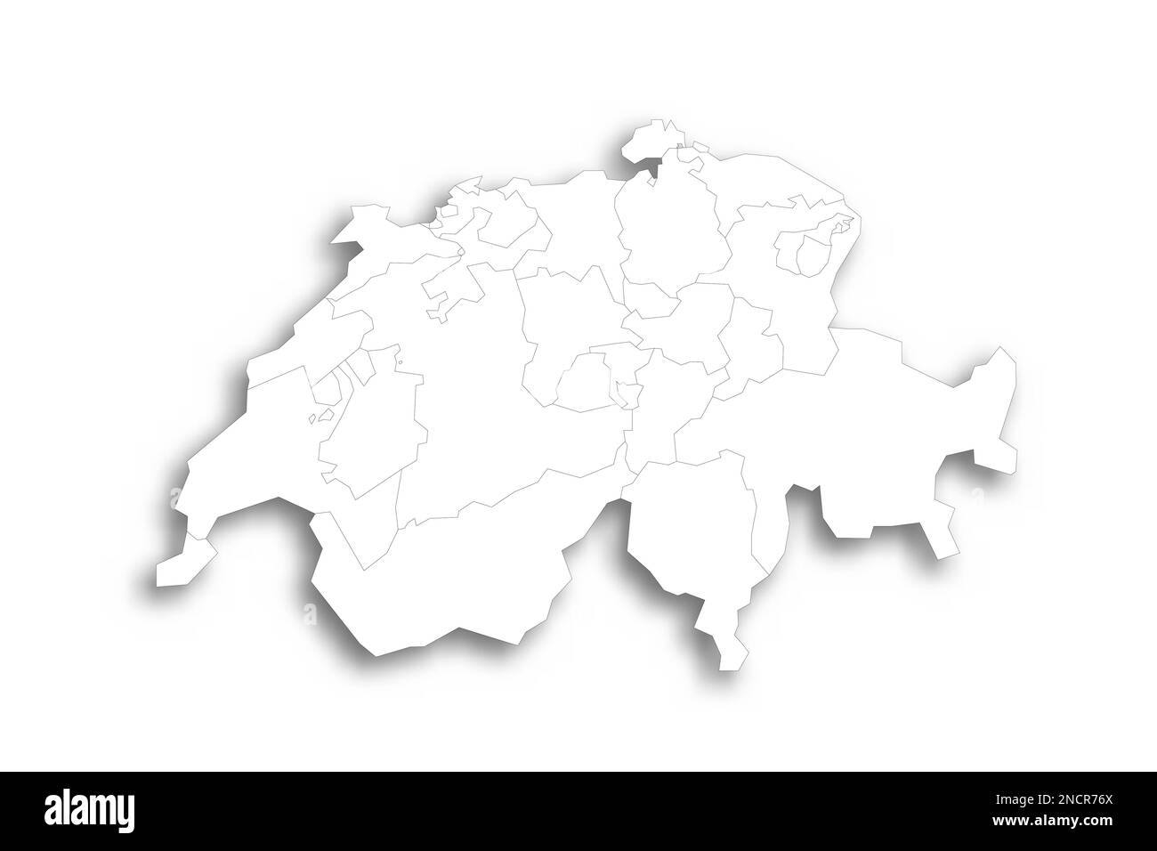 Schweizer politische Karte der Verwaltungsabteilungen - Kantone. Flache ... Schweizer politische Karte der Verwaltungsabteilungen - Kantone. Flache ...
