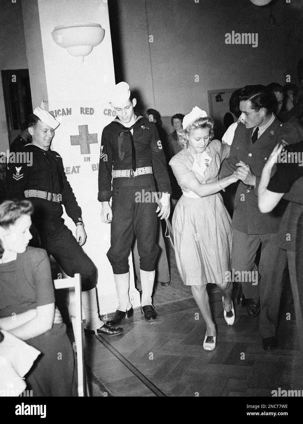 Shore patrolmen E. A. Tate of Broxton, Ga., and Rex Robinson of Dallas ...