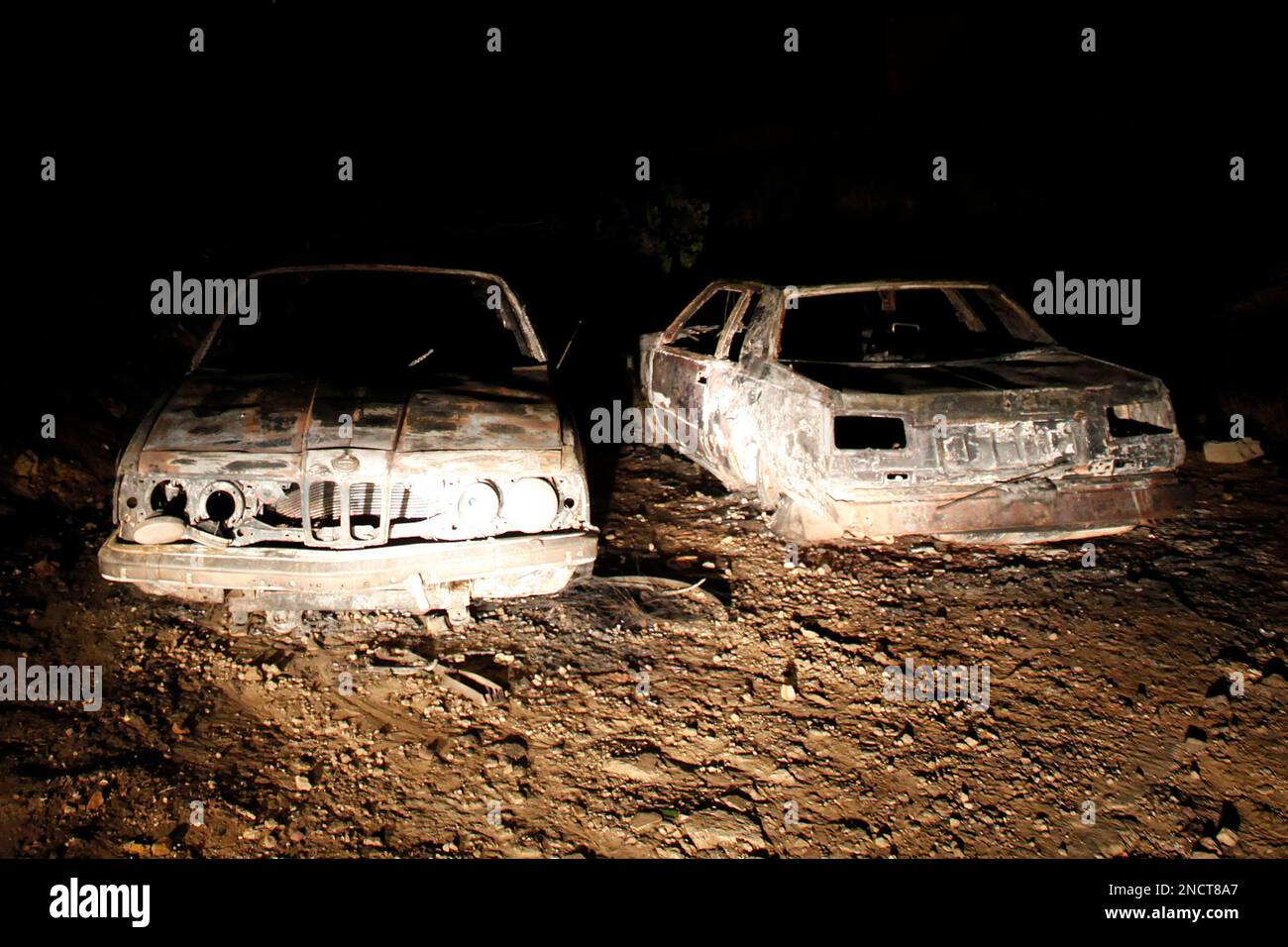 Two cars burned at the scene of forest fire in Baawerta village, south ...