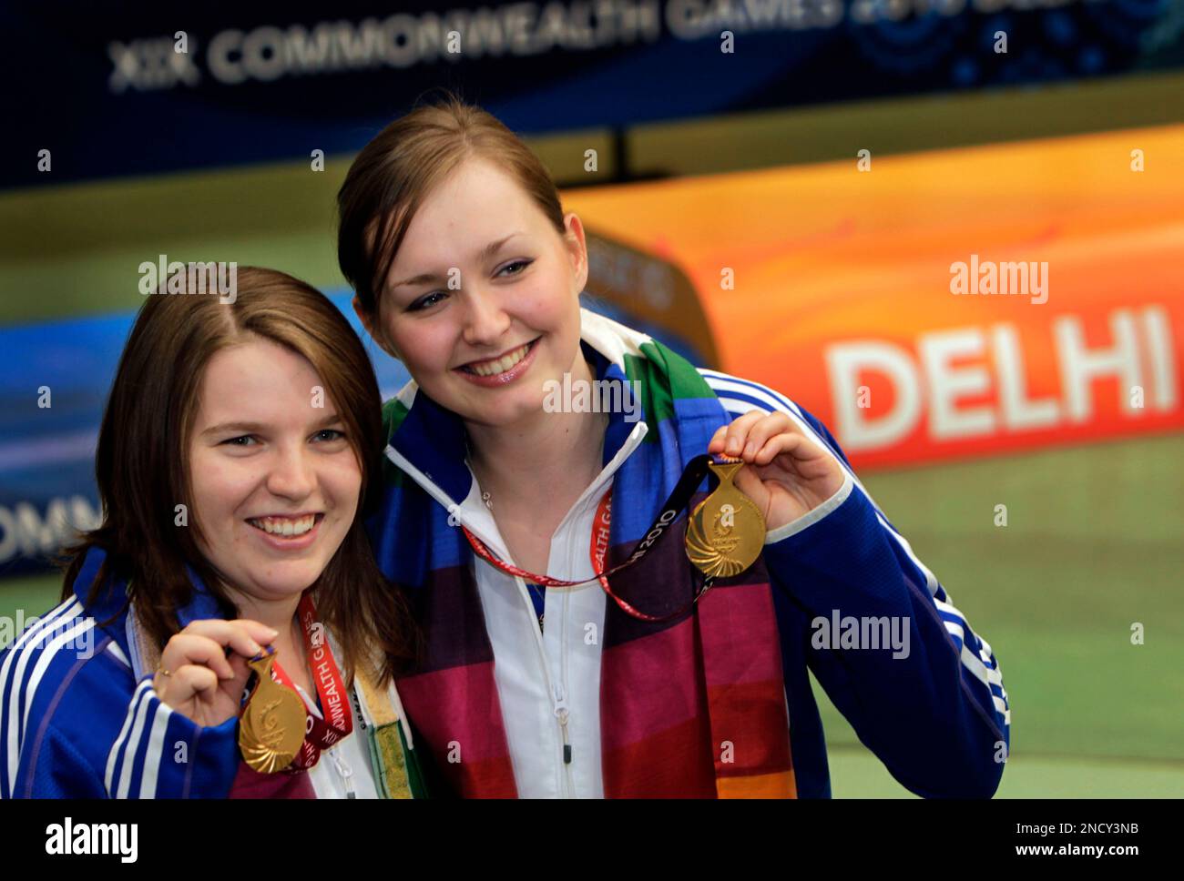 Scotland's gold winning pair Kay Copland, left, and Jen McIntosh pose ...