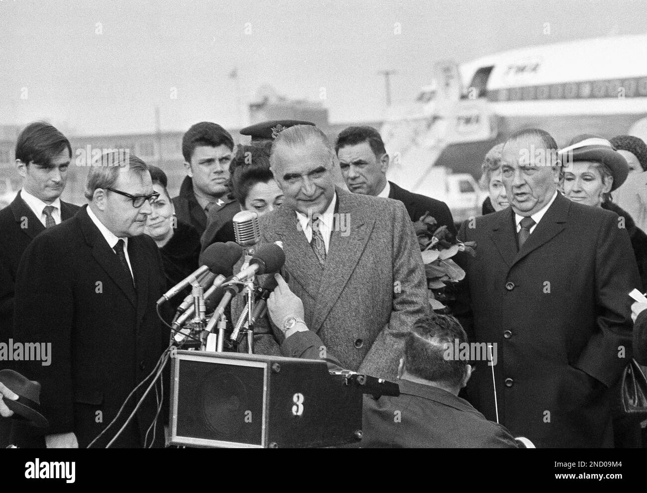 Georges Pompidou, President of the Republic of France, speaks to ...