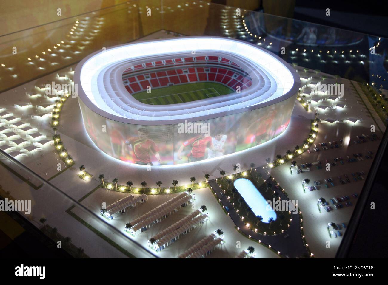Qatar presents a model of its Al-Rayyan stadium as it bids to host the ...