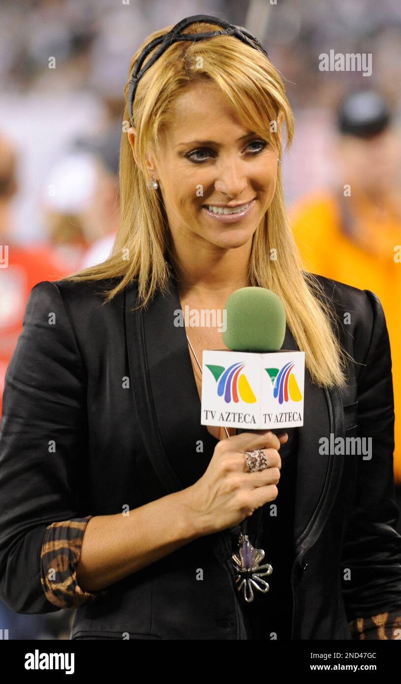 InesSainz, a reporter for the Mexican network TV Azteca, reports from ...