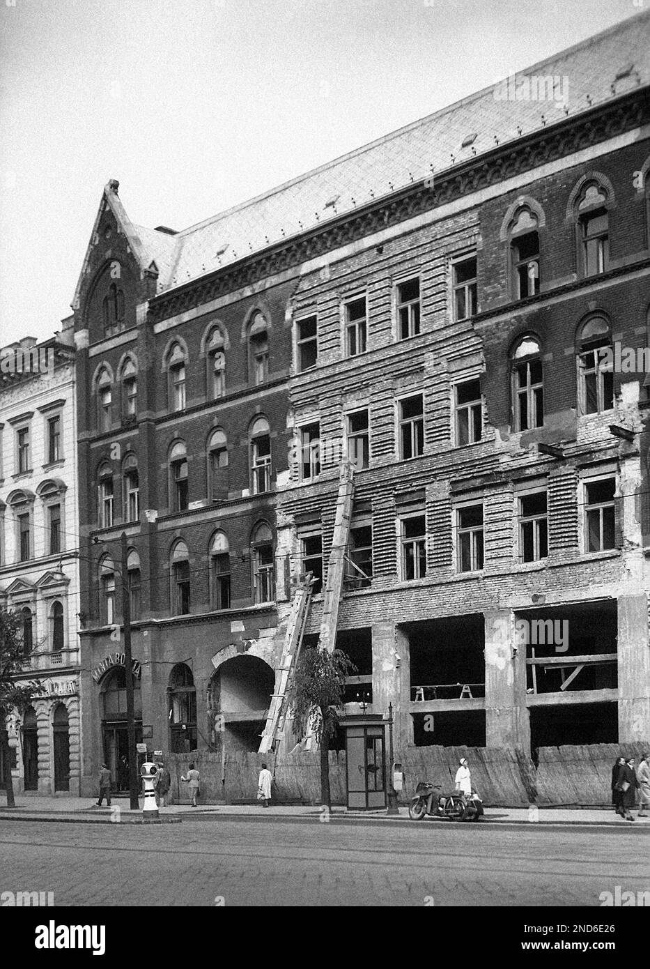 Outer walls being renovated of houses on the corner of Lenin Boulevard ...