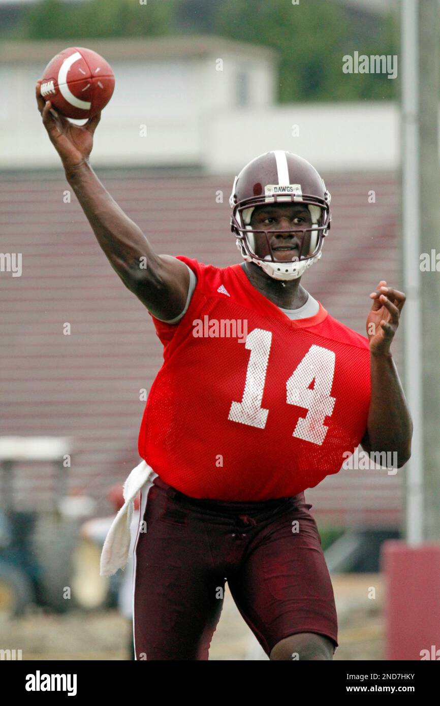 In this photo taken Aug. 5, 2010, Mississippi State quarterback Chris ...