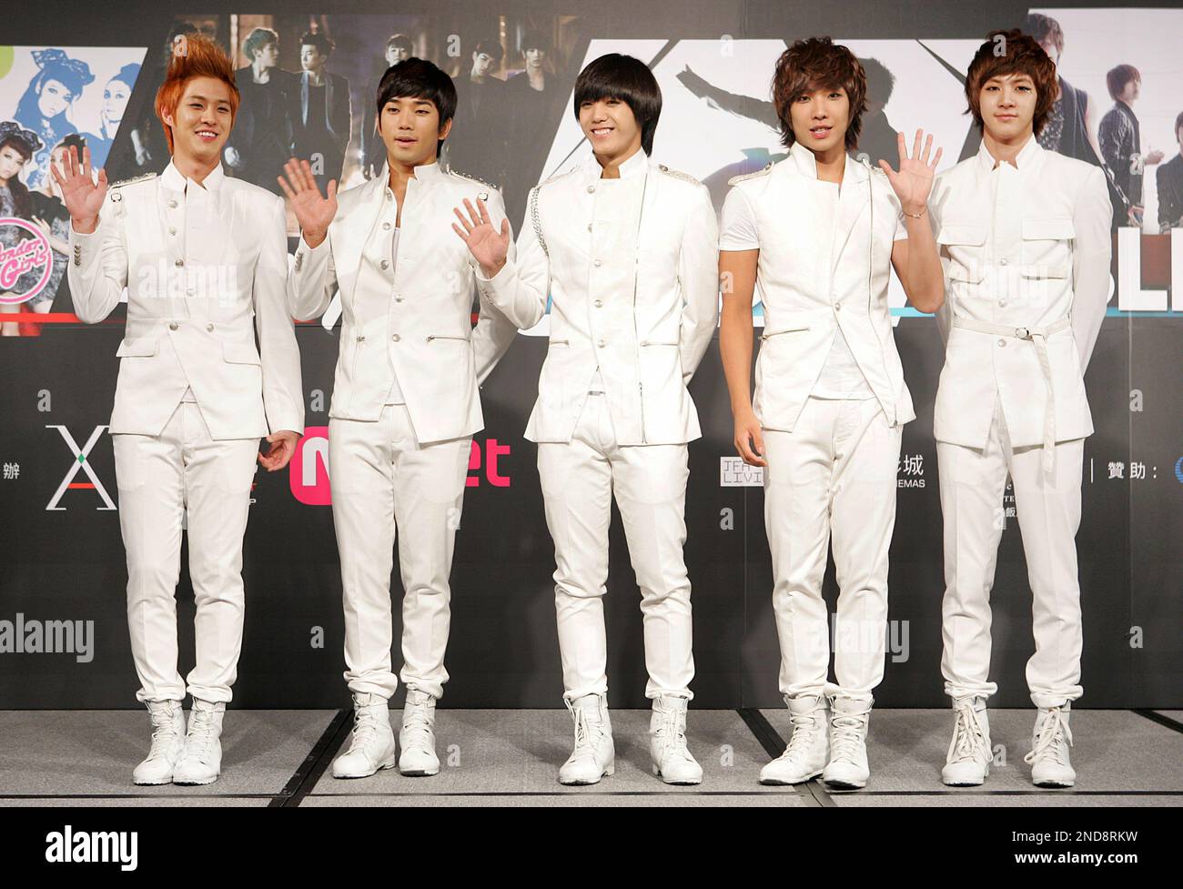 South Korean pop group MBLAQ, from left to right.,Lee Joon, Mir, G.O, Seungho and Cheondoong ...