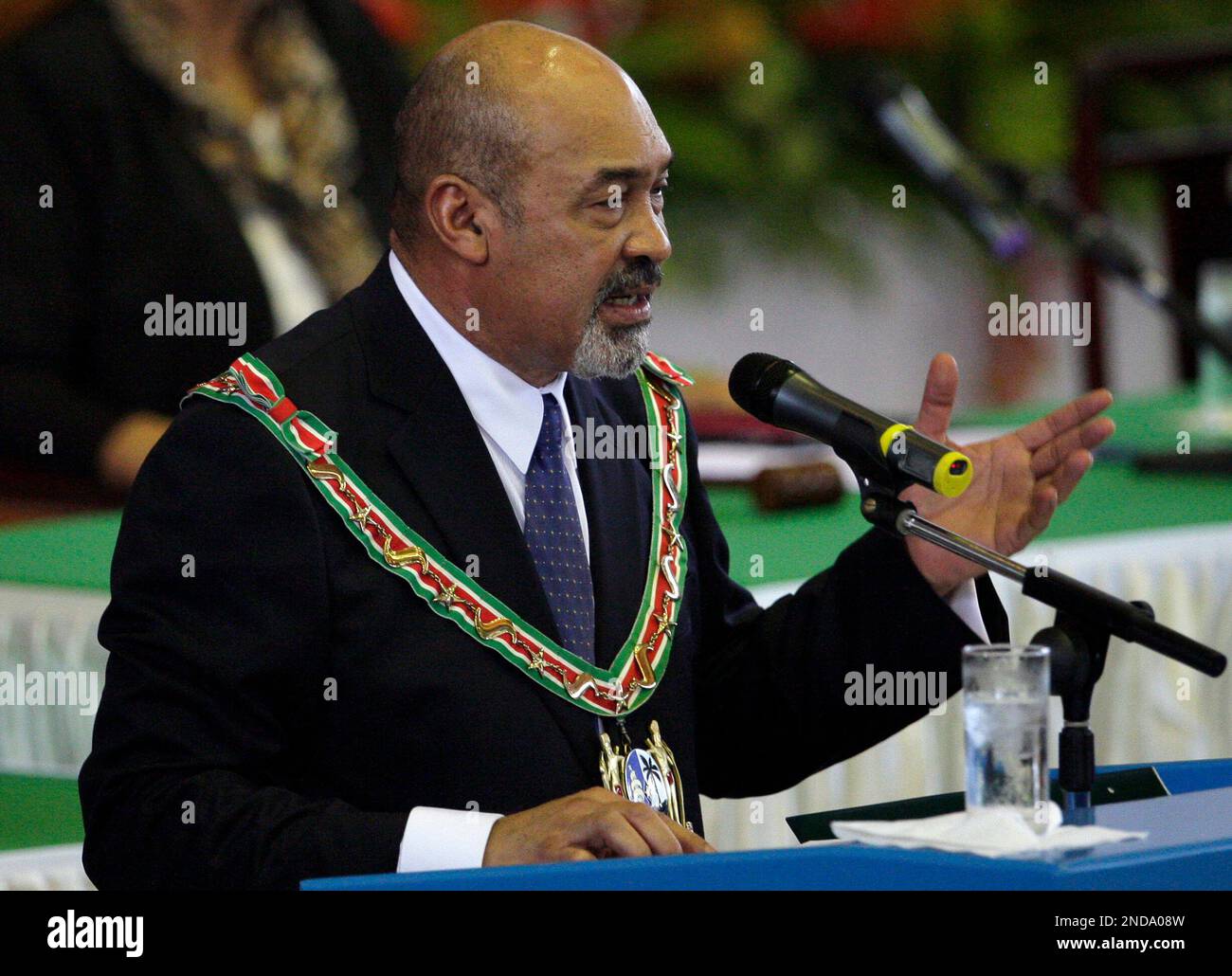 Suriname's President Desi Bouterse delivers his inaugural speech after ...