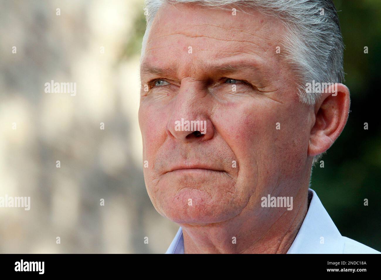 James Lee Witt stands at a news conference as BP PLC CEO of Gulf Coast ...