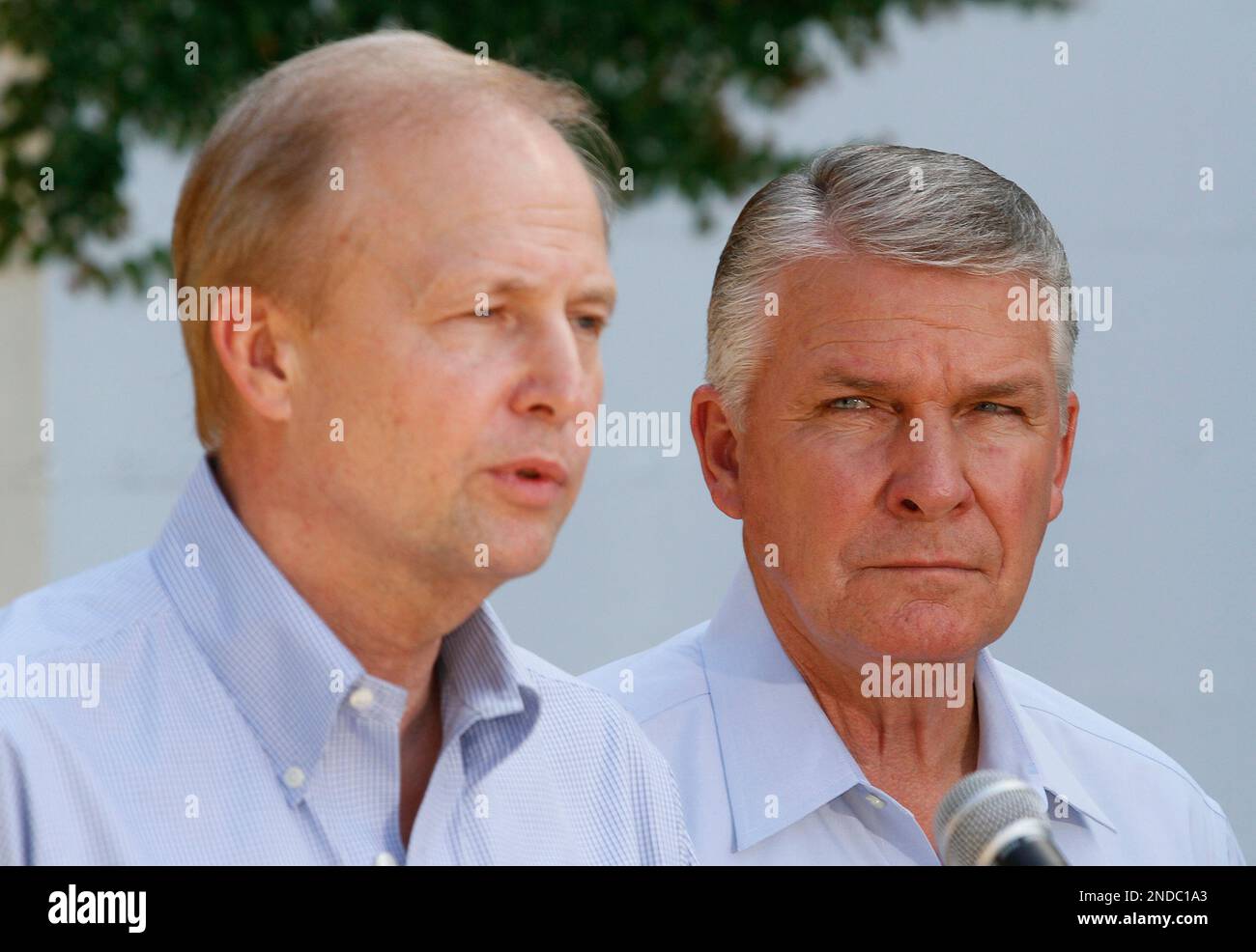 James Lee Witt, right, listens to BP PLC CEO of Gulf Coast Restoration ...