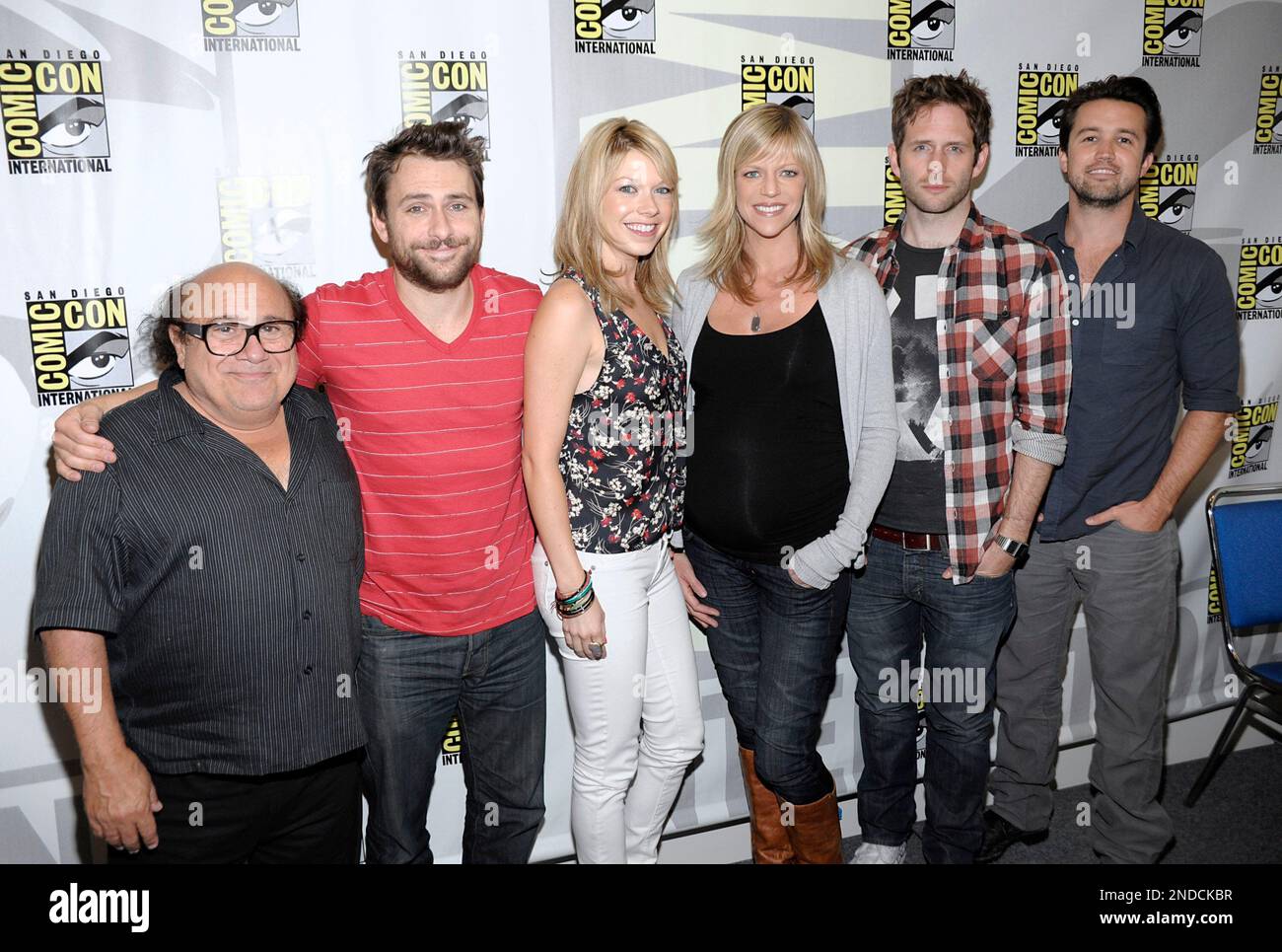 From left to right, actor Danny DeVito, actor Charlie Day, actress Mary ...