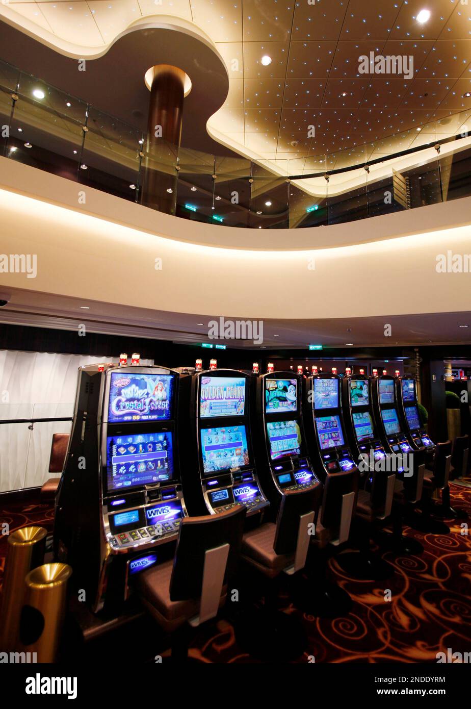 Slot machines aboard the Norwegian Epic cruise ship are shown Thursday ...