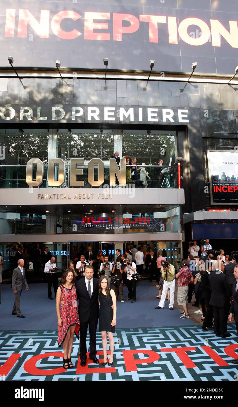 Cast members U.S. actor Leonardo DiCaprio, lower center, French actress ...