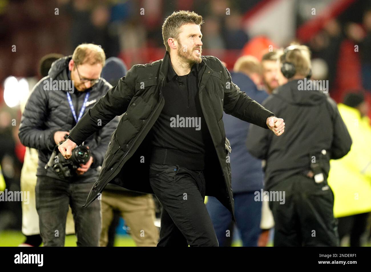 Middlesbrough Manager Michael Carrick feiert den Sieg nach der letzten ...