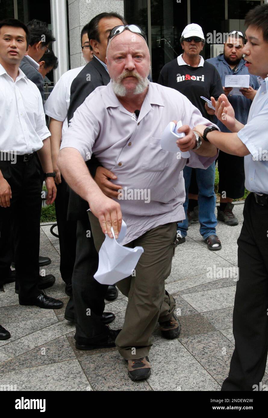 Sea Shepherd supporter Gary Thomason from New Zealand is stopped by ...