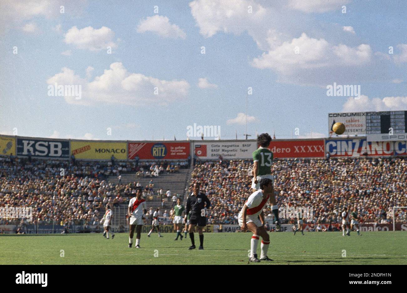 West German forward Gerd Mueller jumps for the ball during the Soccer ...