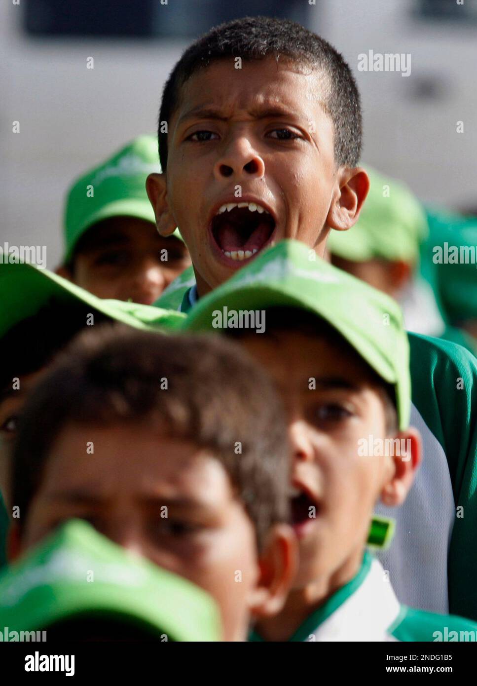 In this photo taken Sunday, June 20, 2010, Palestinian boys perform ...