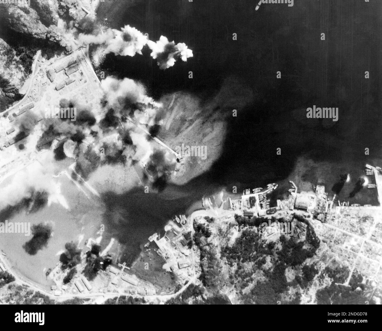 Bombs, dropped by liberators of the U.S. 7th Army Air Force, based in ...