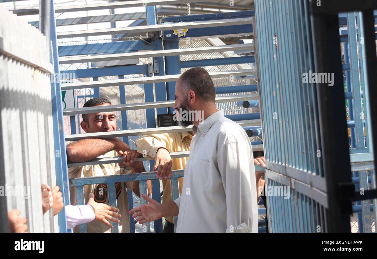 Palestinian Hamas lawmaker Nayef Rajoub passes through the Israeli ...