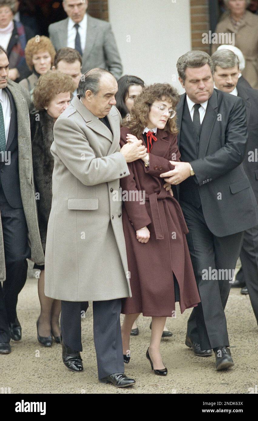 Lynn Garczynski, wife of Pan Am flight 103 crash victim Kenneth Garczynski, is supported by her ...