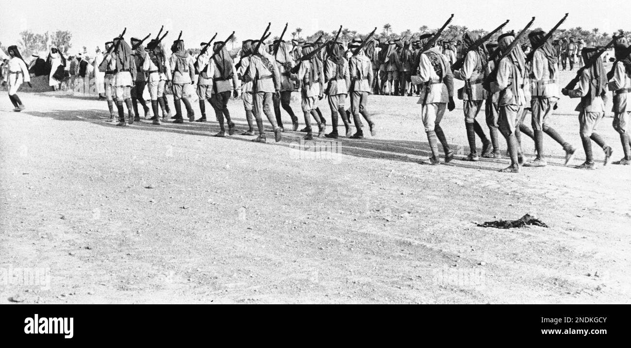 Guarded by a thick wall. (Lower) Saudi Arabian soldiers of the Riyadh ...