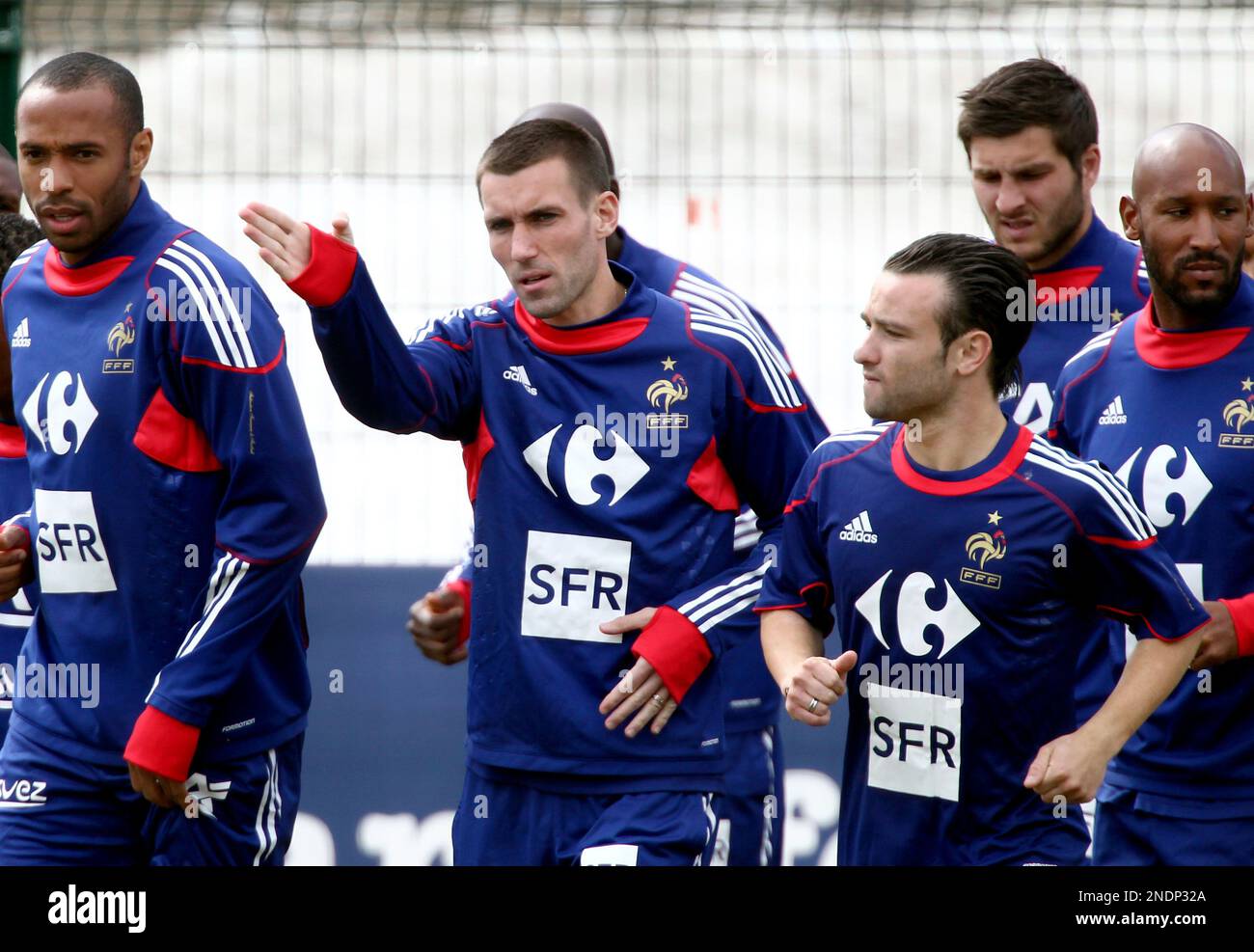 France soccer players, from left, Thierry Henry, Anthony Reveillere ...