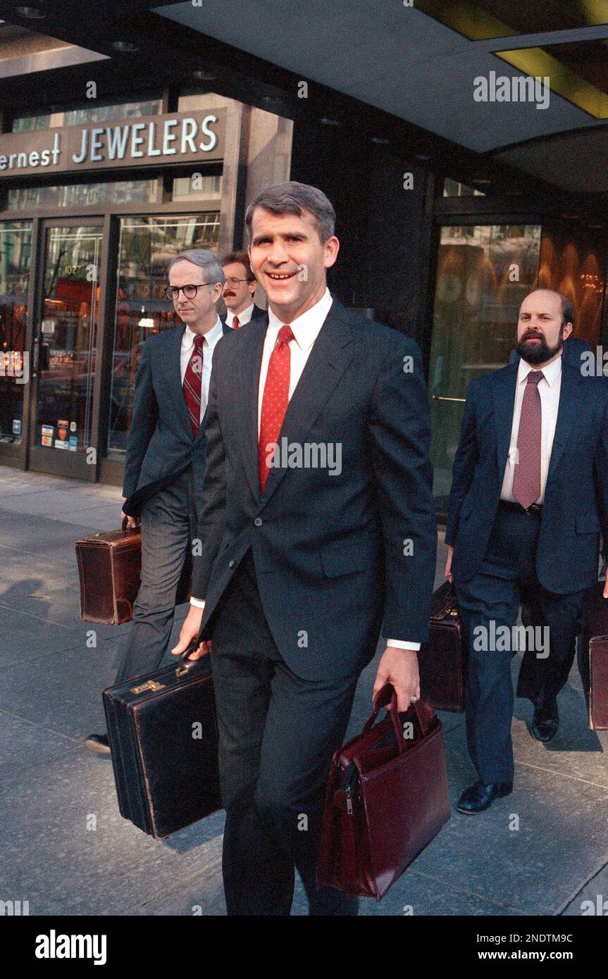 Oliver North leaves for U.S. District Court in Washington on Wednesday ...